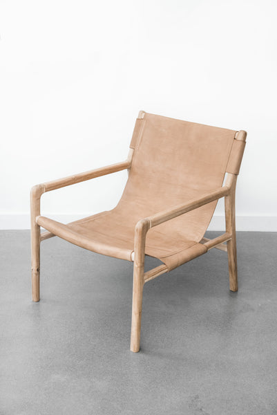 Leather Sling Lounge Chair Saffron Poe